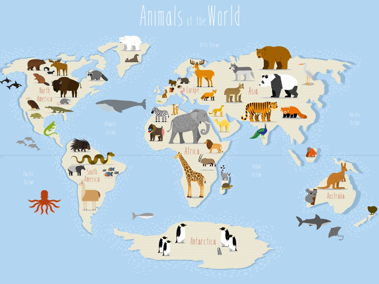 nextART. Animals Map Light Blue